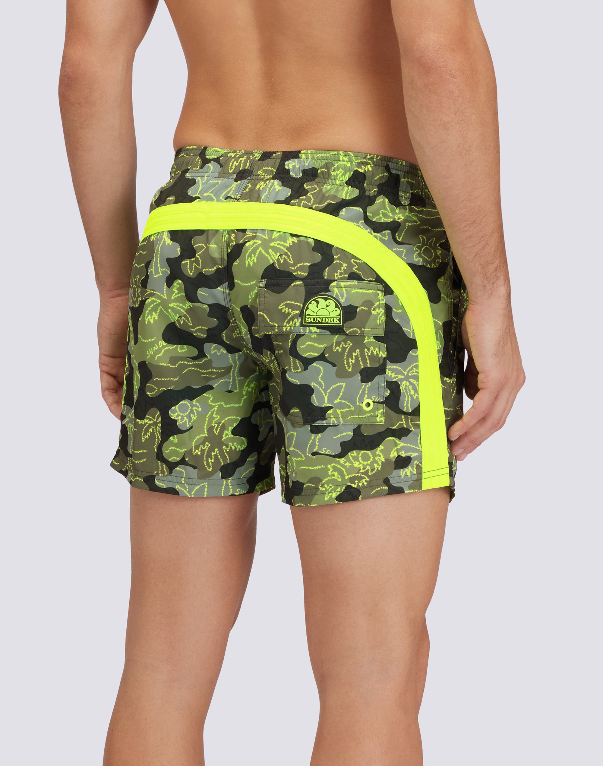 Sundek short swimsuit with elastic waist repreve® with inside palm print M504BDRT3IP-551IP – SUNDEK